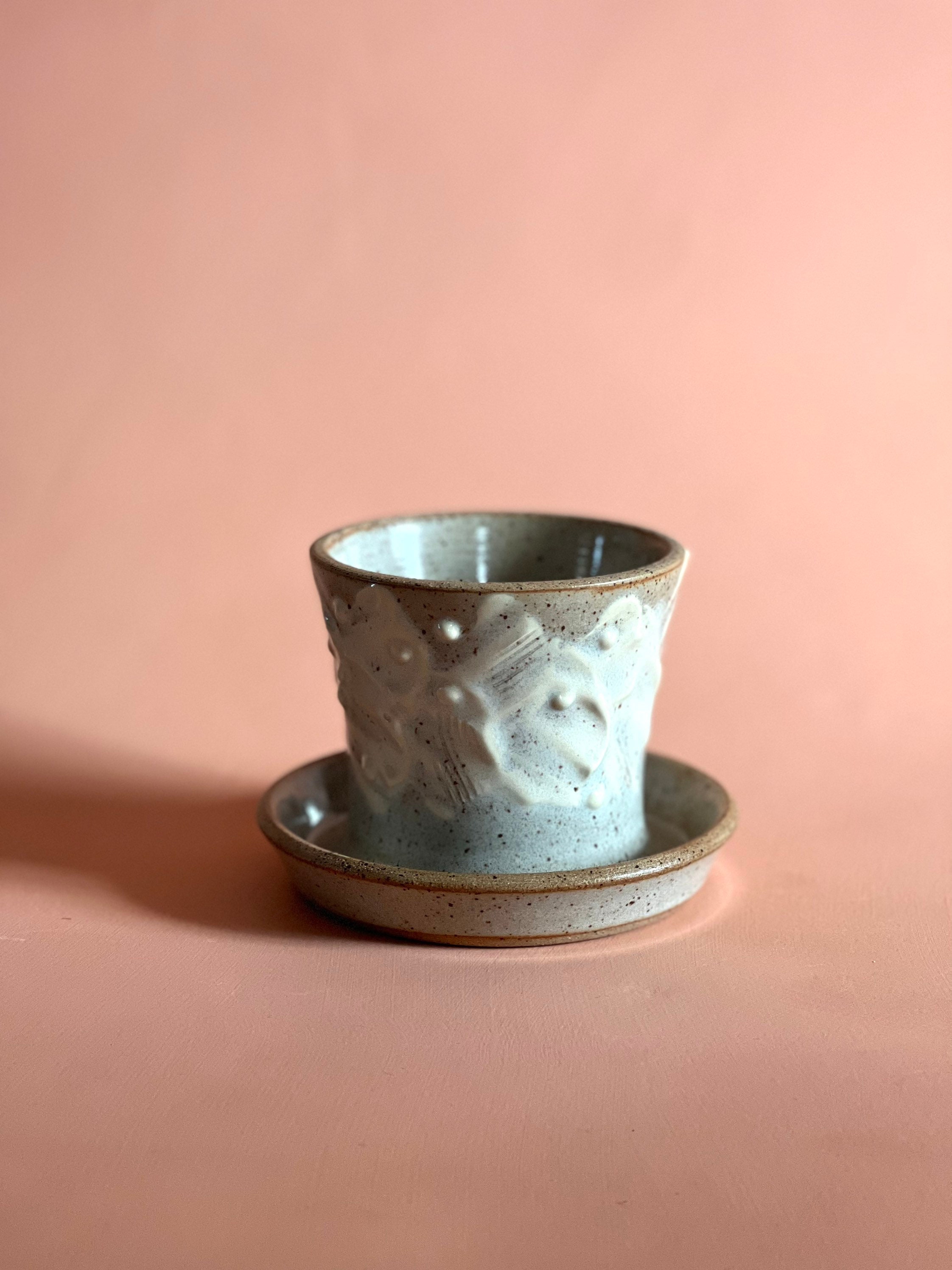 Small Textured Ceramic Planter With Drainage Hole. Handmade - Etsy