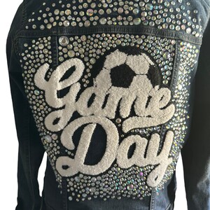 Custom Upcycled Denim Jacket: Handcrafted Game Day Chenille Patch and ...