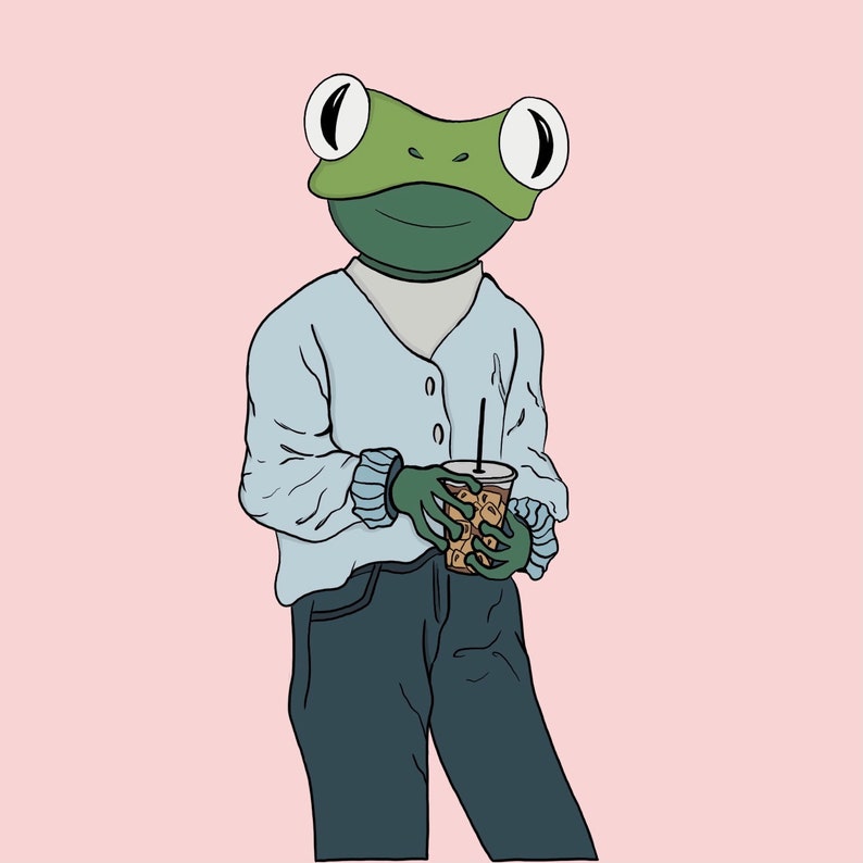 Iced Coffee Frog Handmade Original Design | Etsy