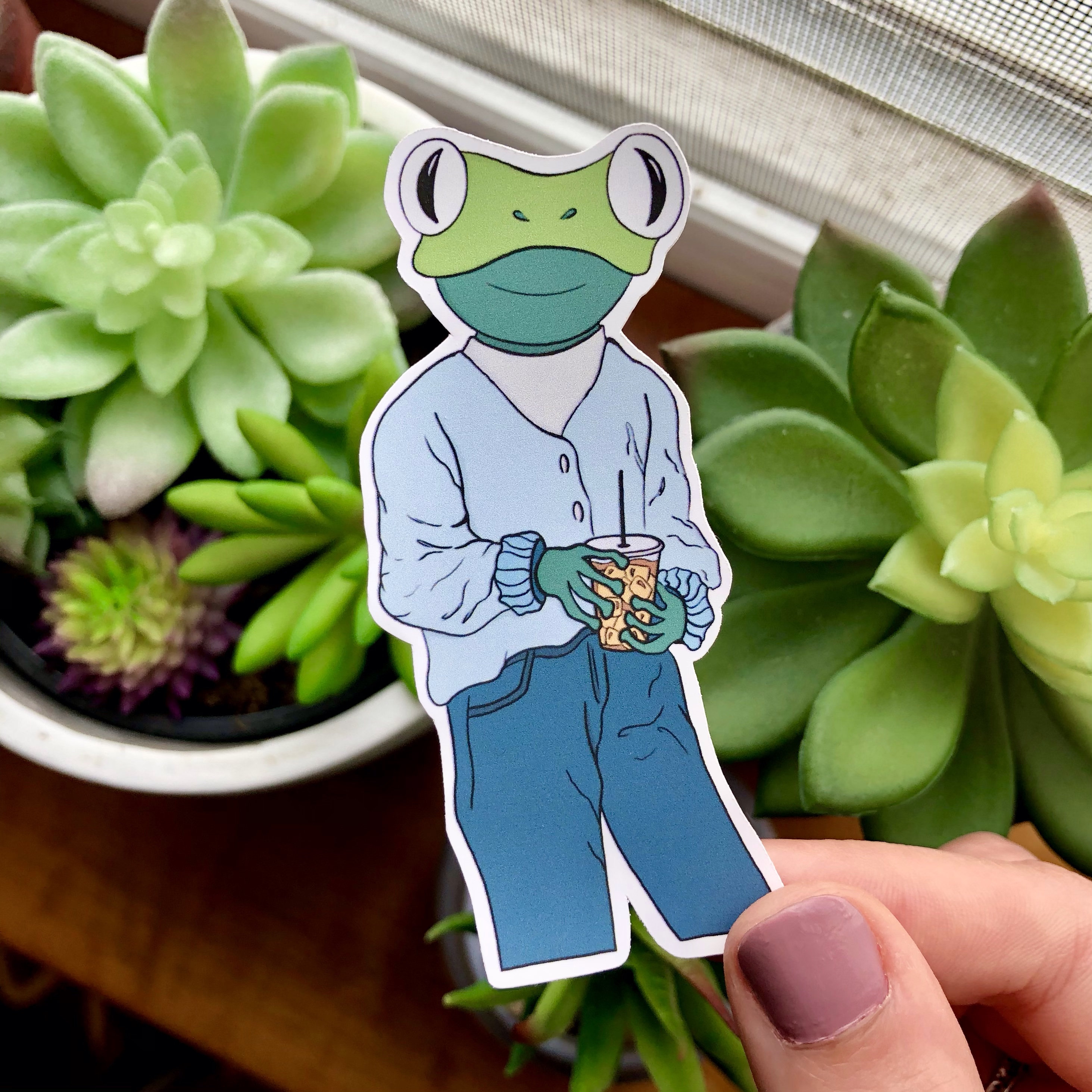 Iced Coffee Frog Handmade Original Design | Etsy