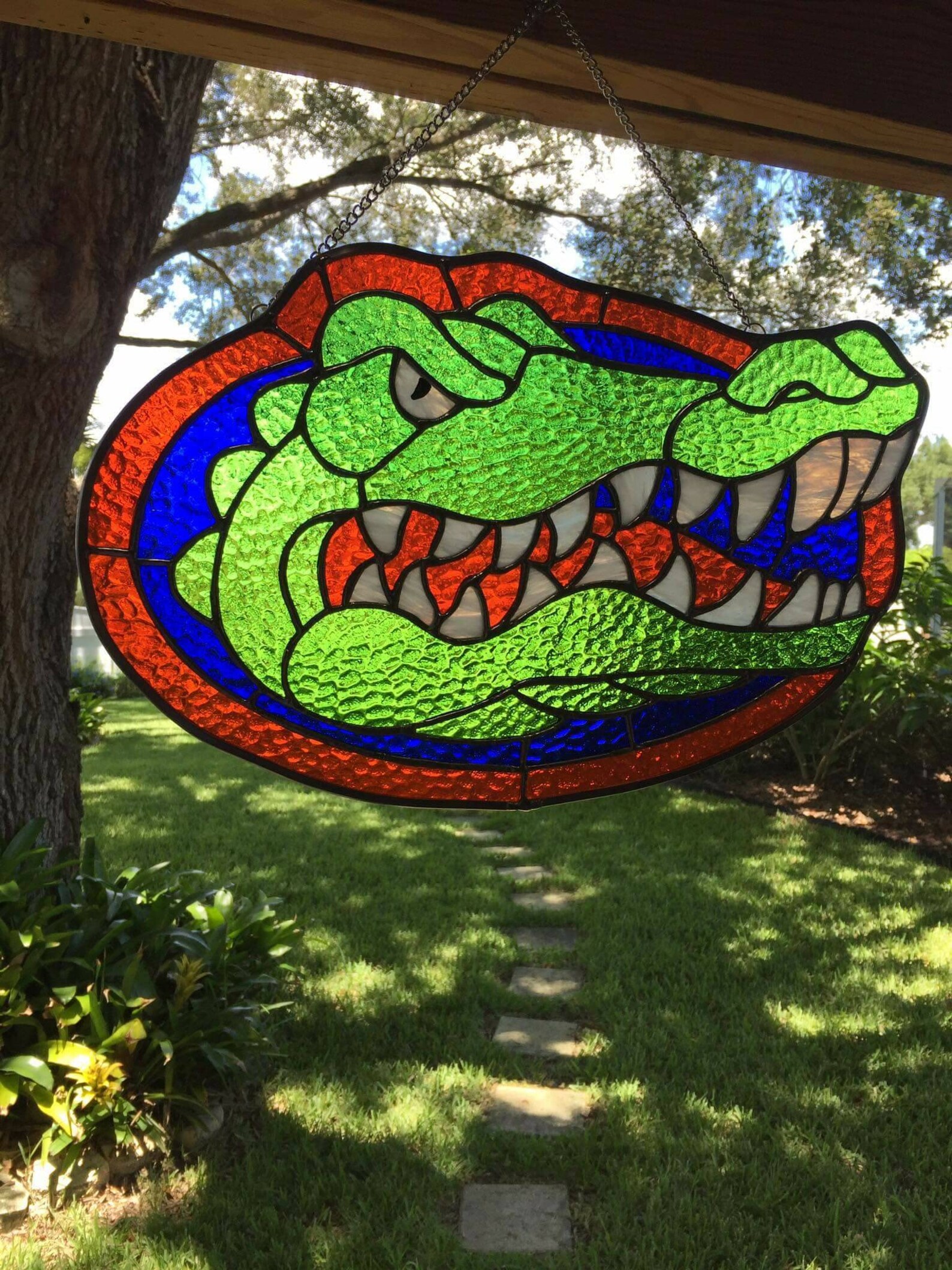 Stained Glass Florida Gators Window Decor Orange and Blue - Etsy