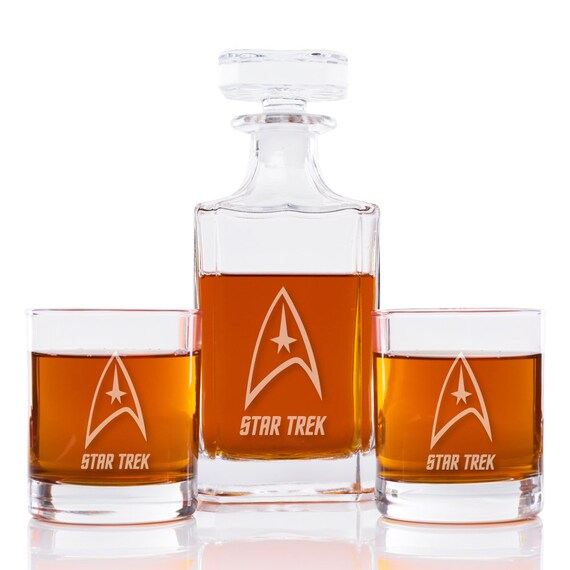 Star Trek Decanter And Engraved Rocks Glasses Set Of 3 Etsy