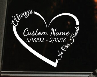 In Our Hearts Always & Forever in Memory Decal Memorial Decal Memorial ...