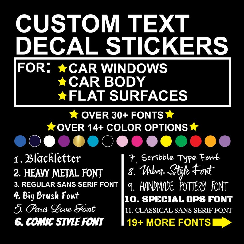 Custom Vinyl Decals From Text - Text Vinyl Decal - Vinyl Lettering ...