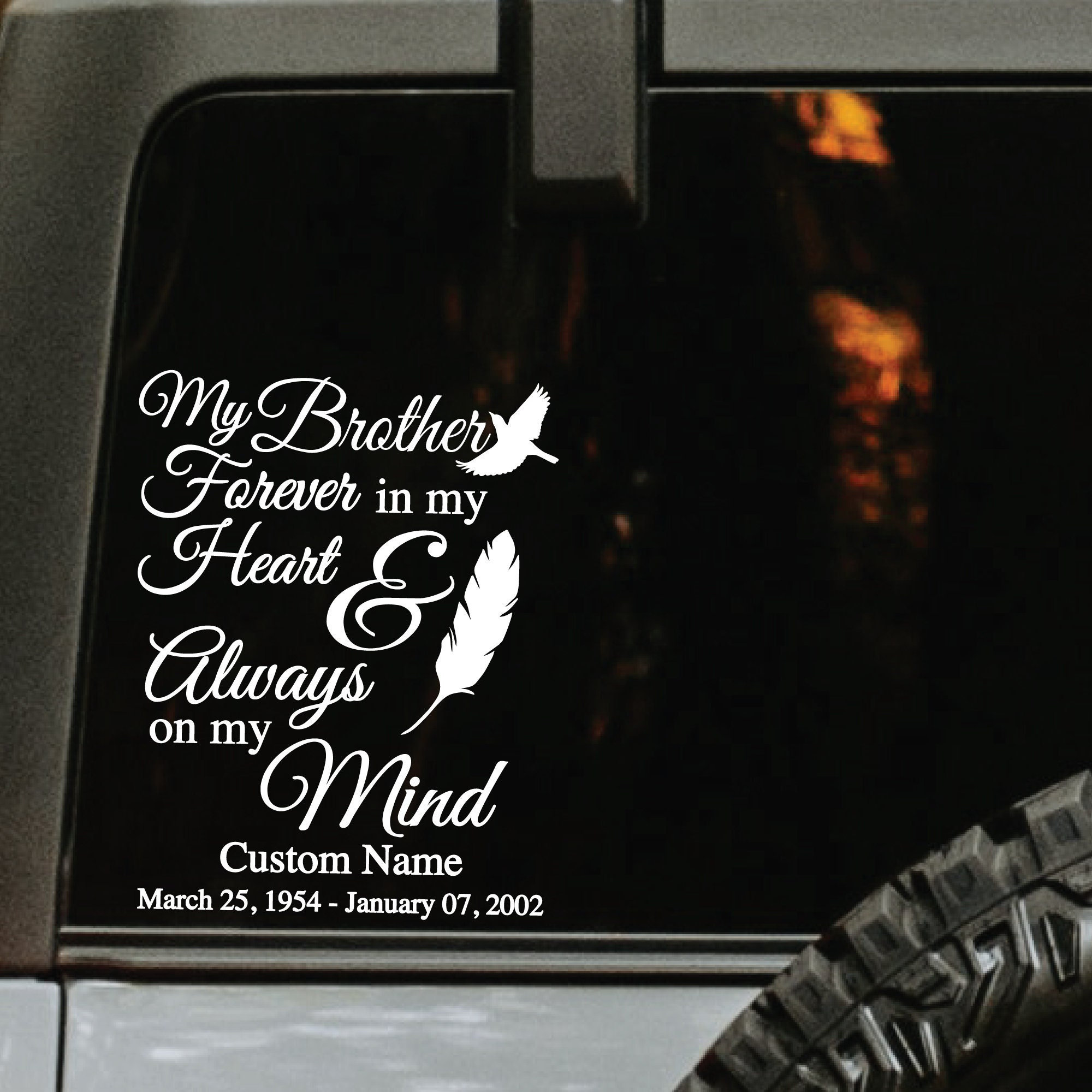 My Brother Forever in My Heart Decal - Personalized Memorial Decal ...
