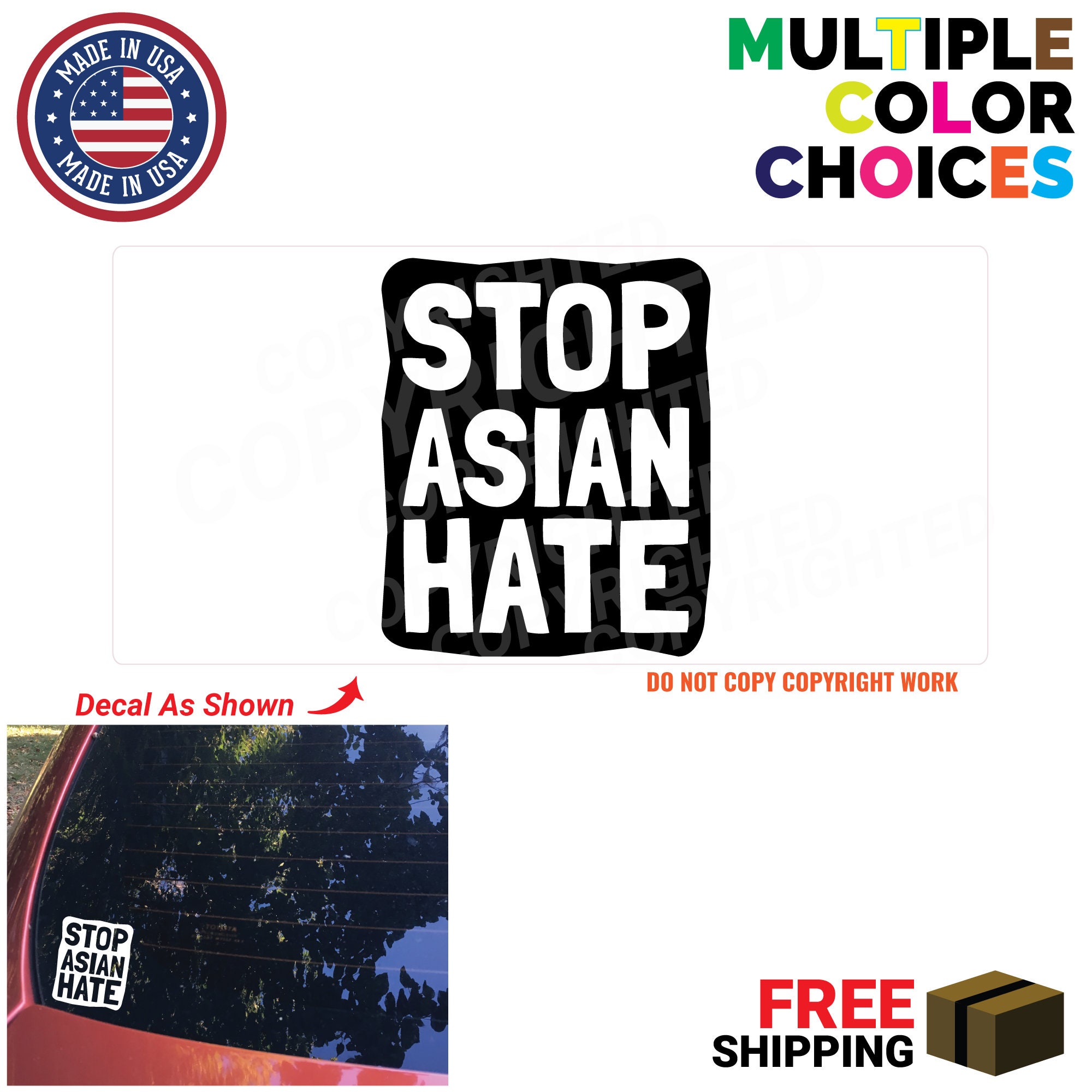 Stop Asian Hate Sticker Decal Stop Asian Hate Decal Sticker - Etsy