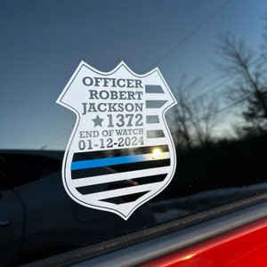 Custom Police Badge Memorial Decal - End of Watch Memorial Decal ...