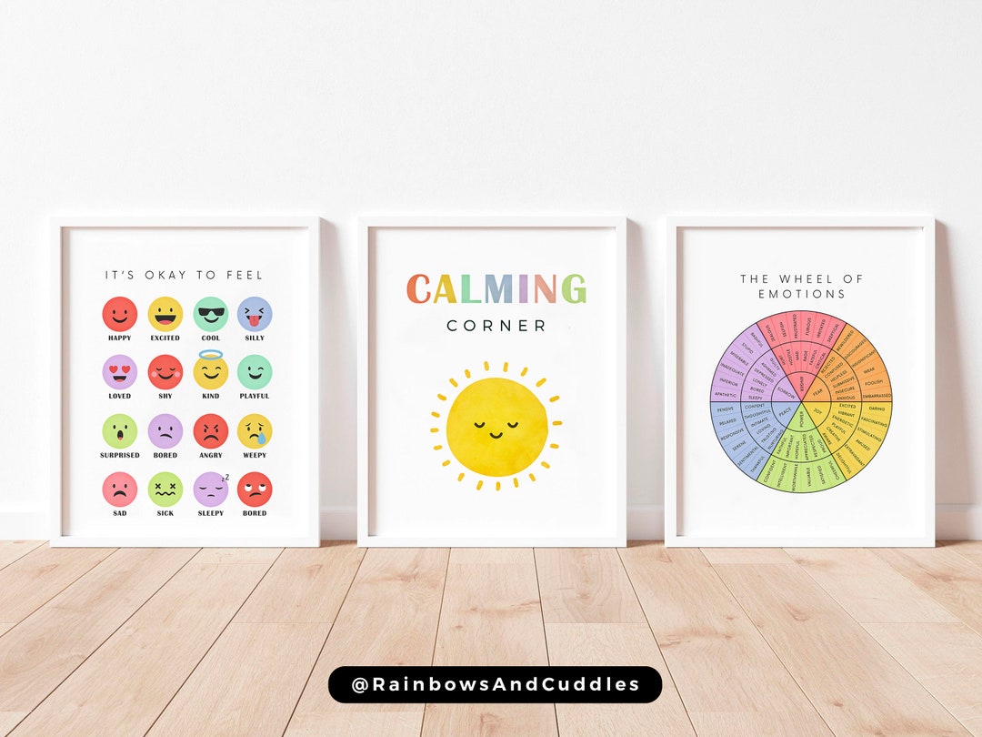 Set of 3 Calming Corner, Emotions Chart Printable, Feelings Poster ...