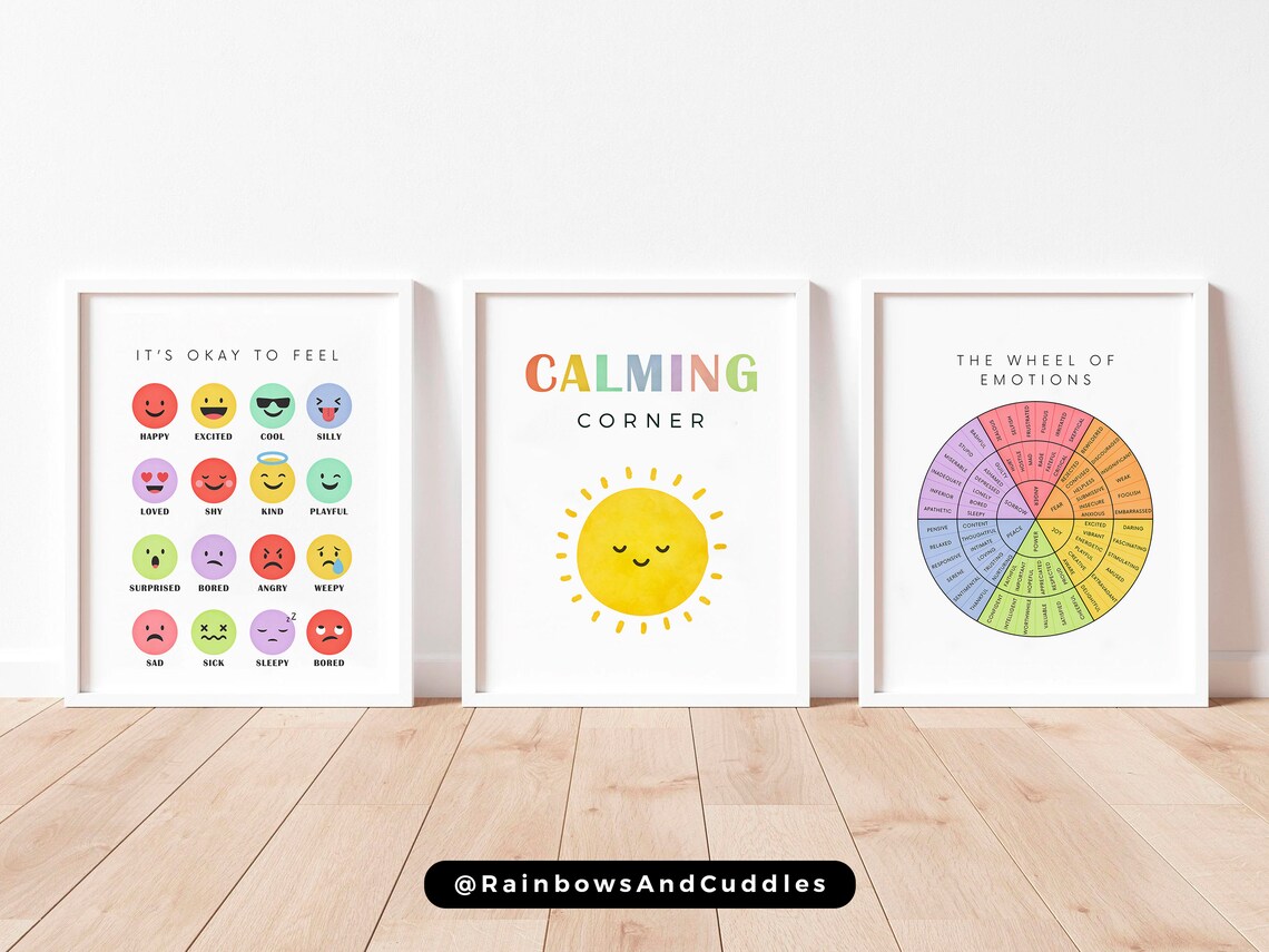 Set of 3 Calming Corner Emotions Chart Printable Feelings - Etsy