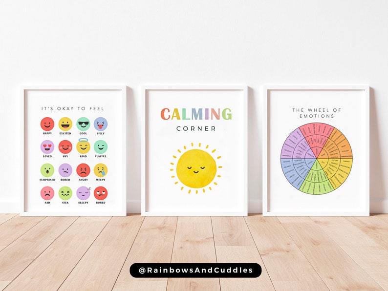 Set of 3 Calming Corner, Emotions Chart Printable, Feelings Poster ...