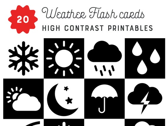 Weather Flashcards Black And White