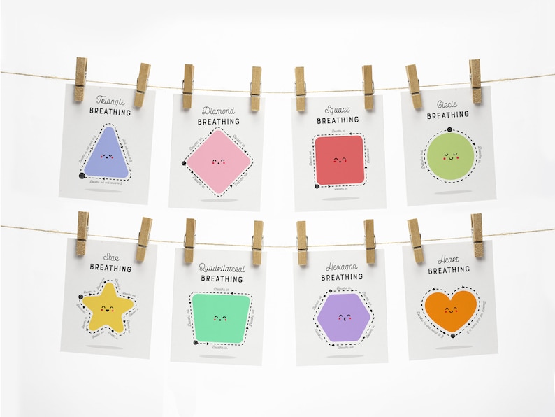 8 Mindfulness Breathing Cards Star Breathing Exercises Mindful Shape ...