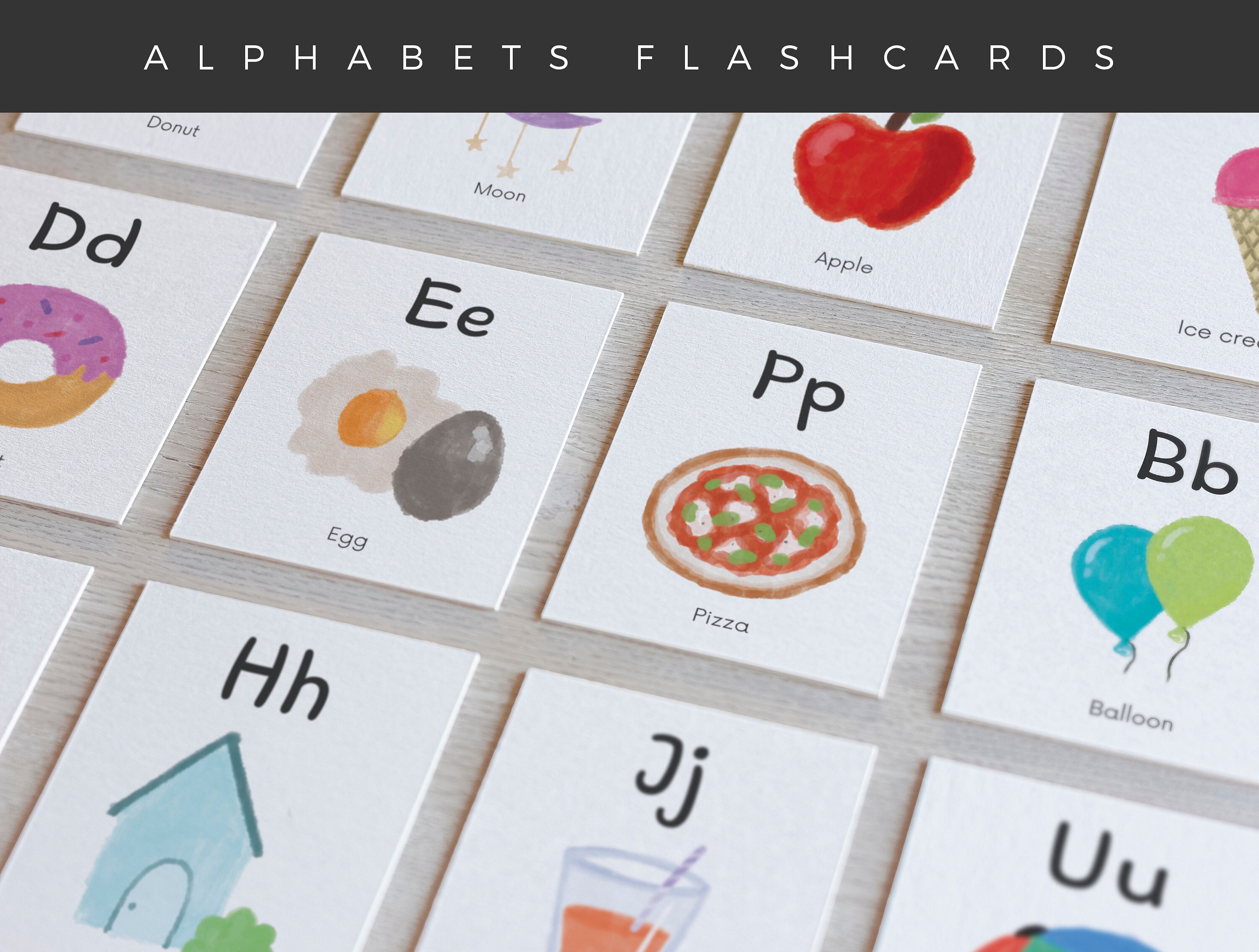 ABC Flash Cards Printable Alphabet Watercolor A to Z Learn Abc ...