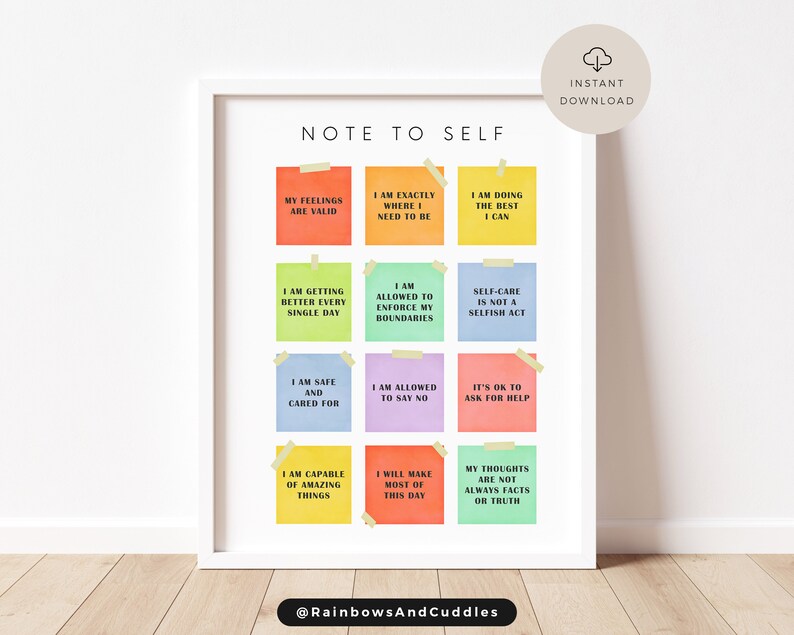 Calming Corner Printable Daily Reminder Poster Note to Self - Etsy