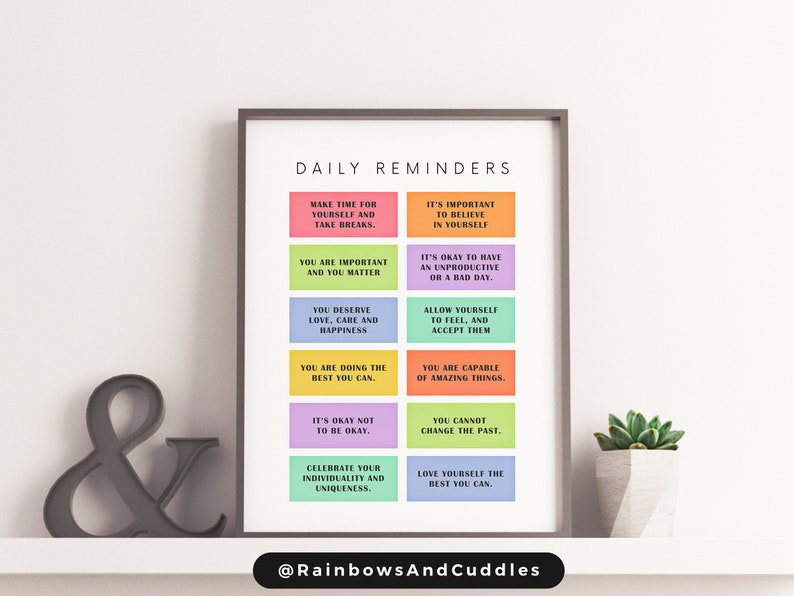 Calming Corner Printable Daily Reminder Poster Note to Self - Etsy