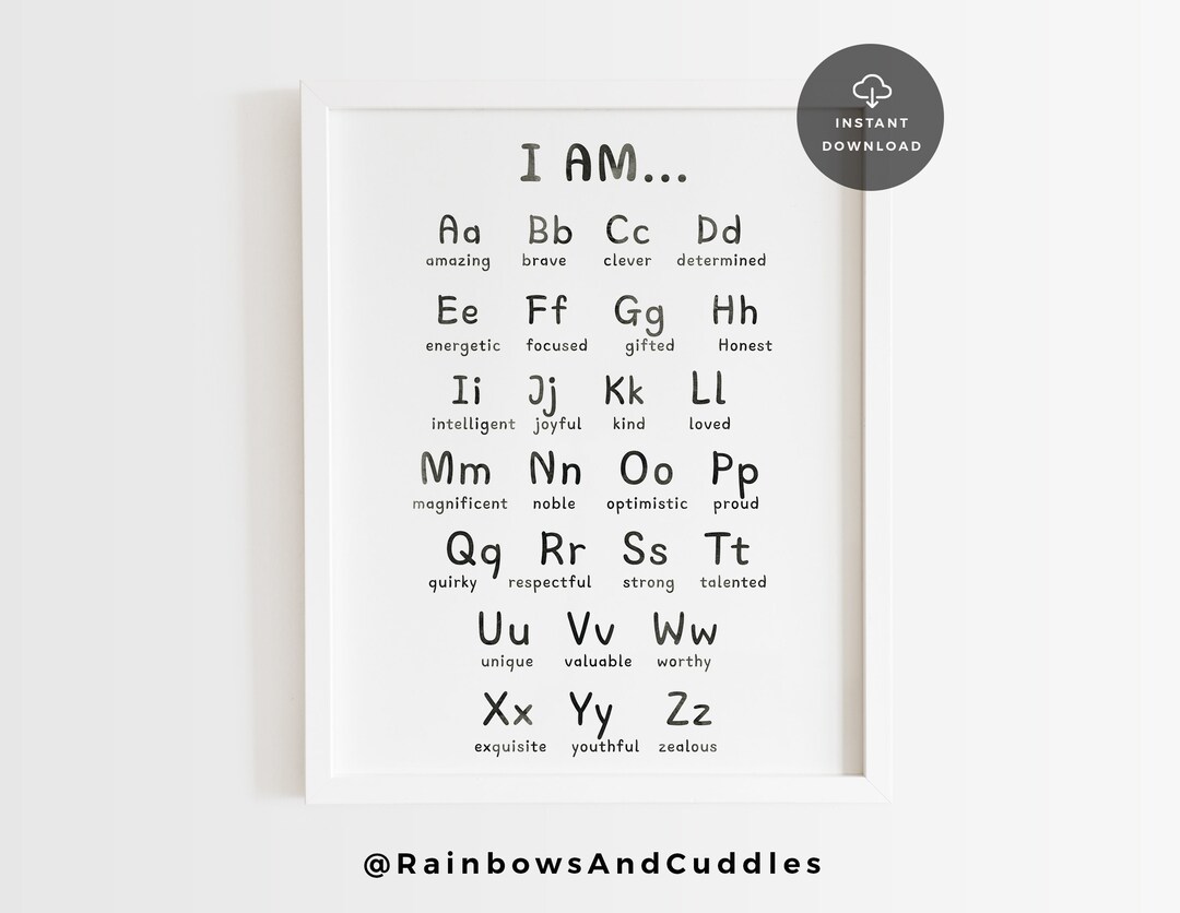 Printable Affirmation Poster for Kids ABC Affirmation Posters School ...