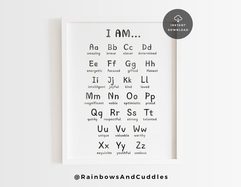 Printable Affirmation Poster for Kids ABC Affirmation Posters School ...