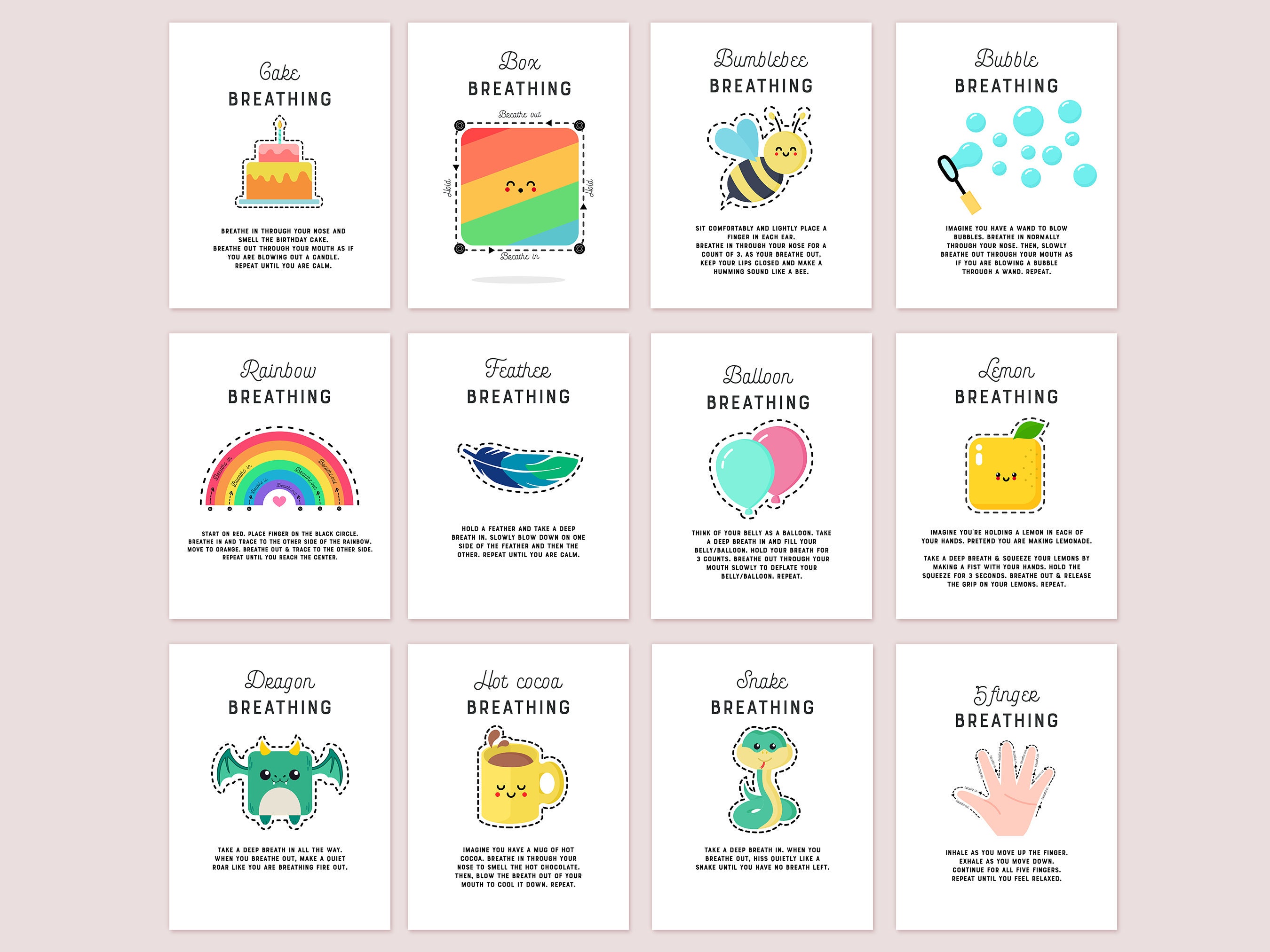 100 Calm Down Corner Kit Printable Bundle Calming Corner Flash Cards ...