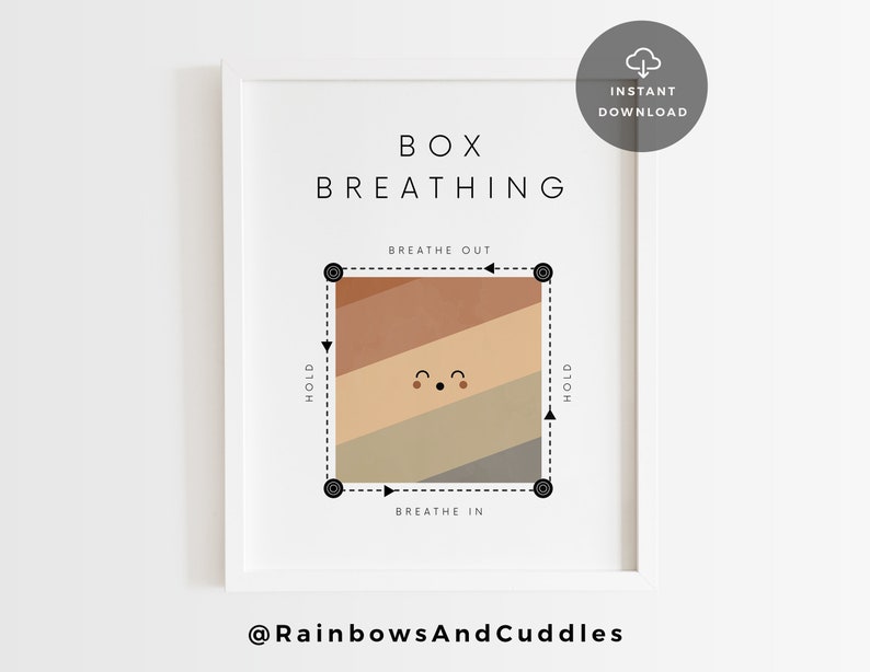 Box Breathing Technique Counseling Poster Boho Calming Corner ...