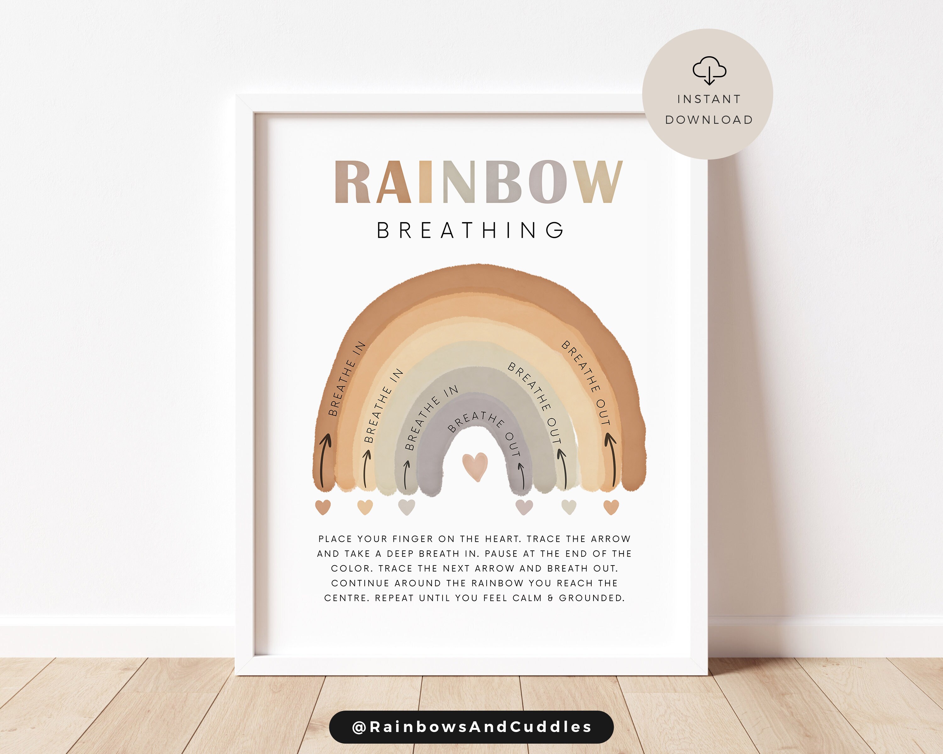 Rainbow Breathing Exercises BOHO Mindful Breathing Poster Calm Down ...