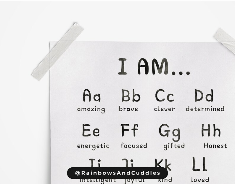 Printable Affirmation Poster for Kids ABC Affirmation Posters School ...