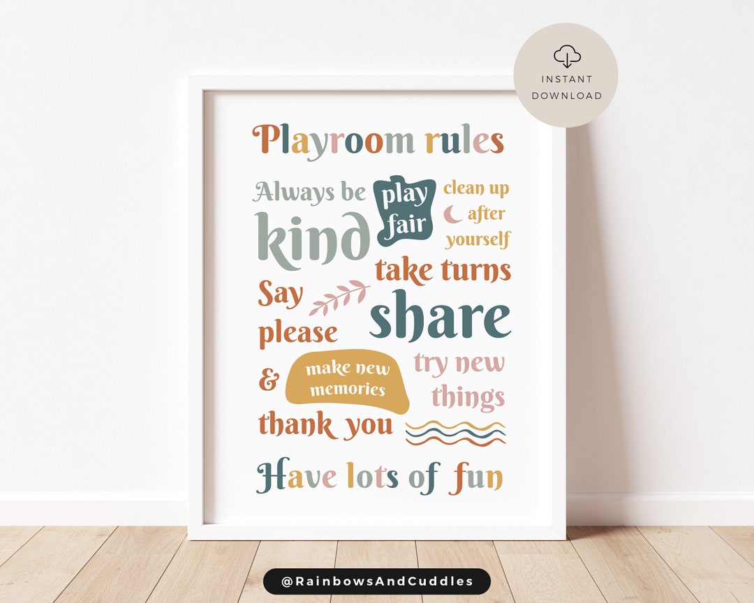 Playroom Rules Printable Poster for Kids Room Décor Playroom - Etsy UK