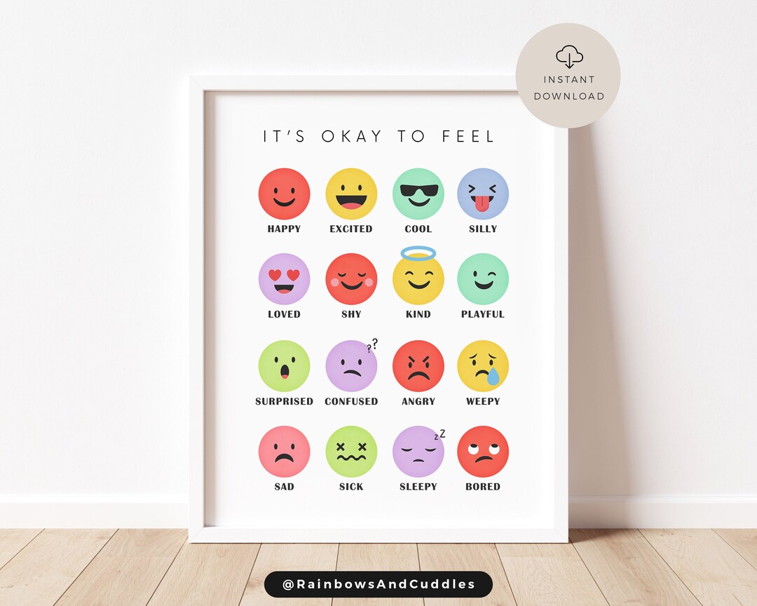 Feelings Chart Printable Feelings Wall Art Emotions Poster - Etsy New ...