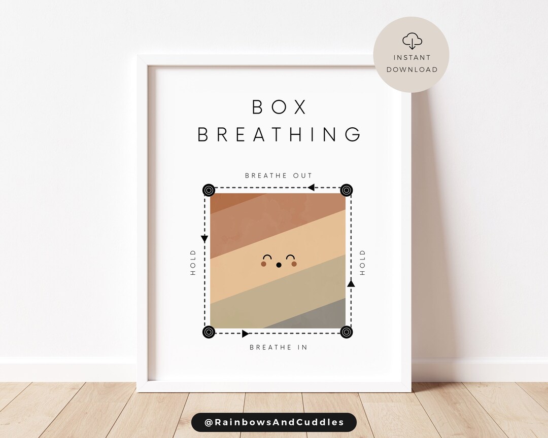 Box Breathing Technique Counseling Poster Boho Calming Corner ...