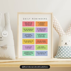 Calming Corner Printable, Daily Reminder Poster, Note to Self Chart ...
