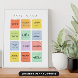 Calming Corner Printable, Daily Reminder Poster, Note to Self Chart ...