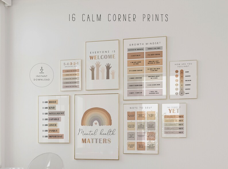 16 Calm Corner Posters Boho Printable Bundle Calm Corner Autism Posters ...