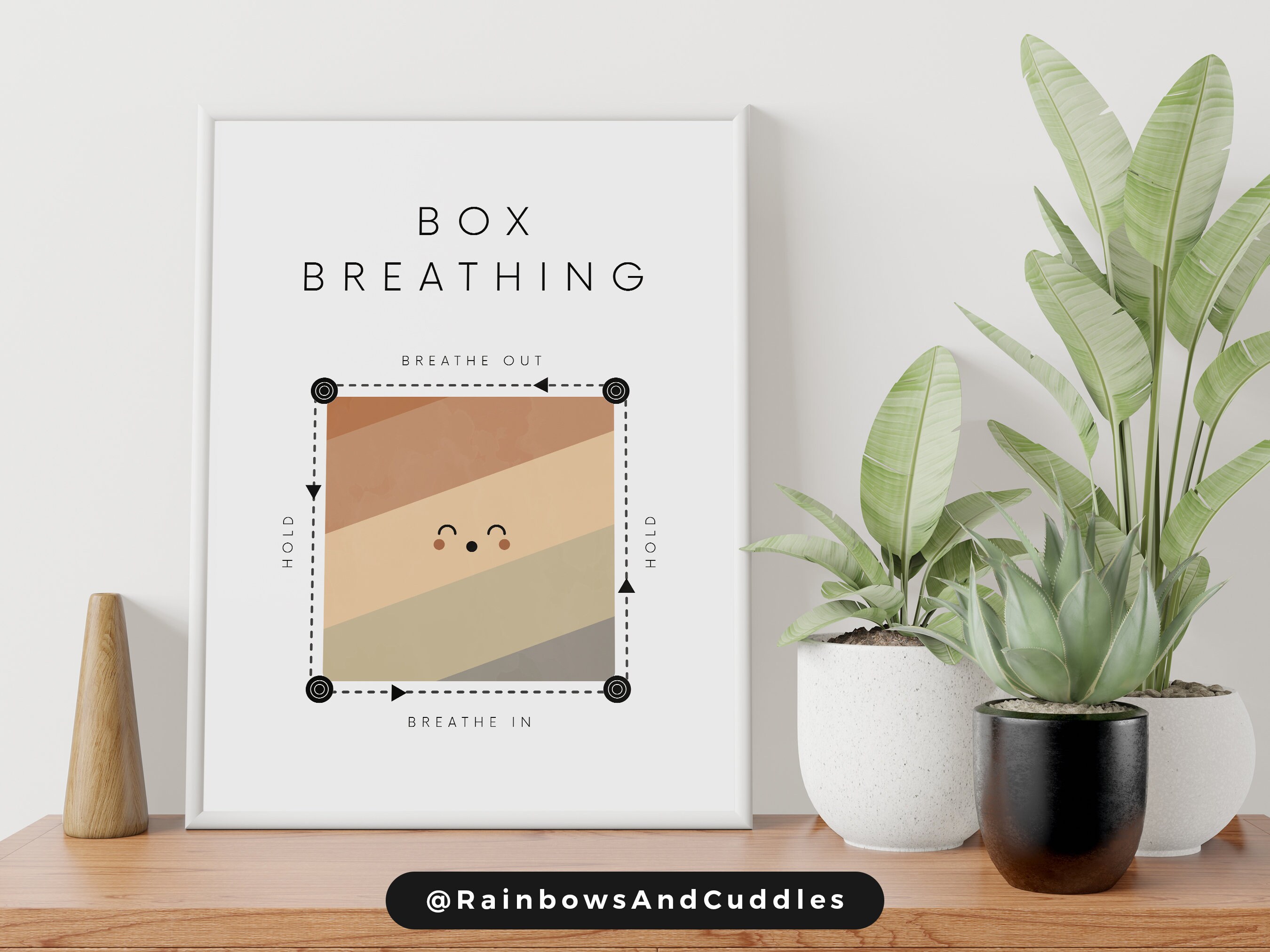 Box Breathing Technique Counseling Poster Boho Calming Corner ...