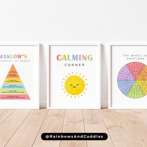 Set of 3 Calming Corner Poster Maslow's Hierarchy of Needs Wheel of ...
