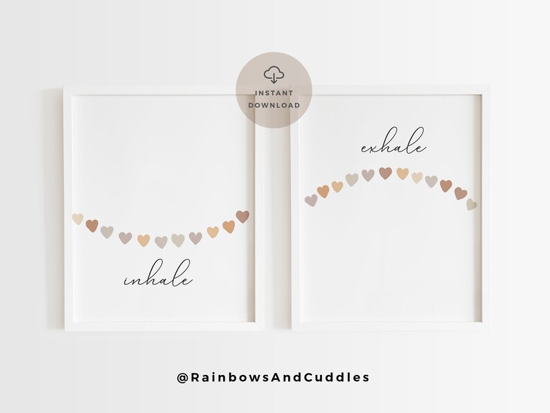 Inhale Exhale Wall Art BOHO, Therapy Office, Counseling Prints, Mental ...