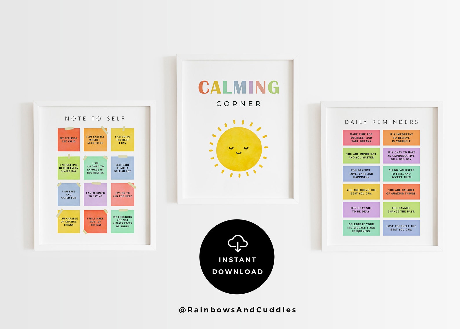 Calming Corner Printable, Daily Reminder Poster, Note to Self Chart ...