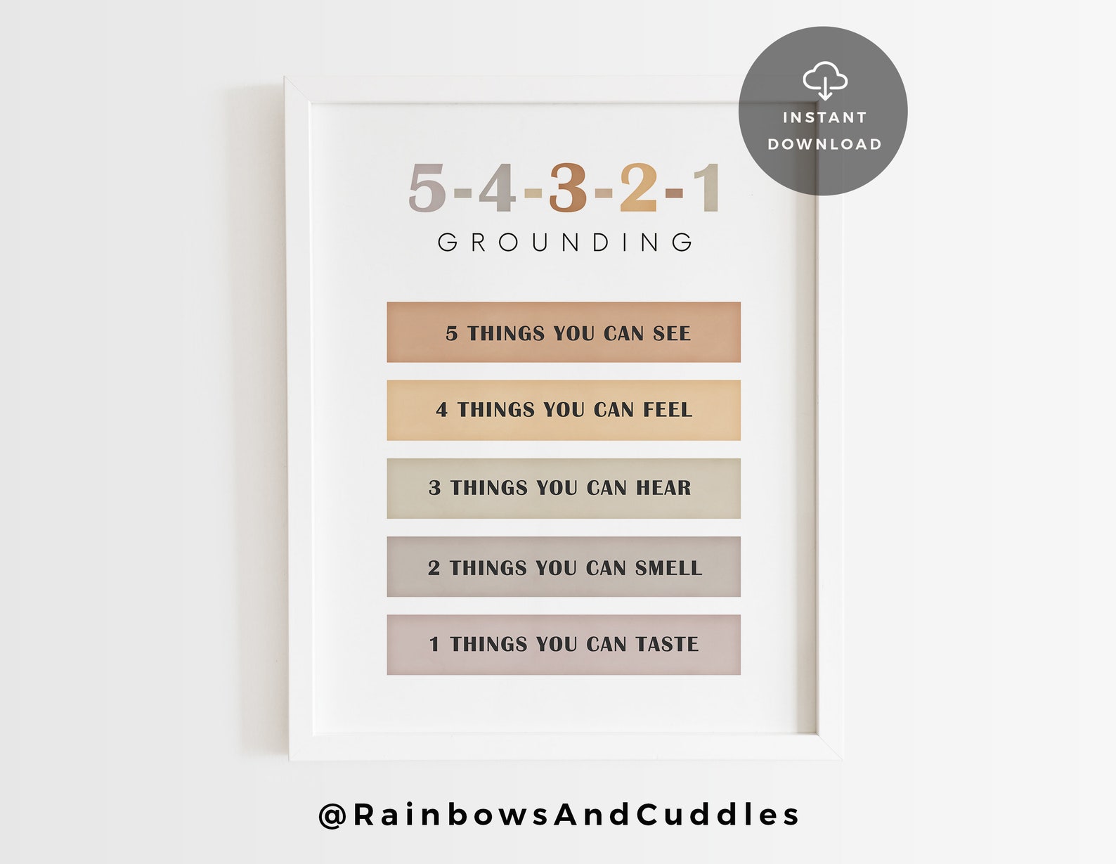 54321 Grounding Technique Boho Anxiety Relief Self Care Mental - Etsy