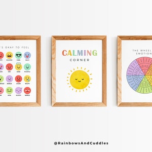 Set of 3 Calming Corner, Emotions Chart Printable, Feelings Poster ...