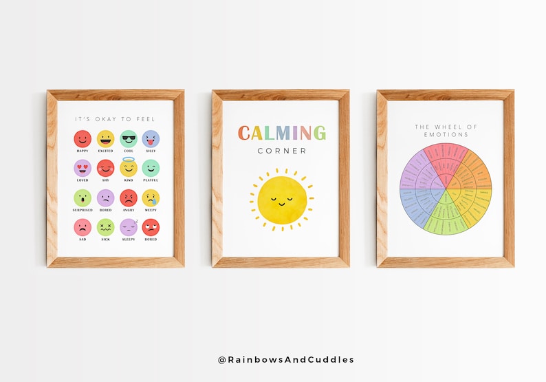 Set of 3 Calming Corner, Emotions Chart Printable, Feelings Poster ...