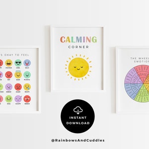Set of 3 Calming Corner, Emotions Chart Printable, Feelings Poster ...