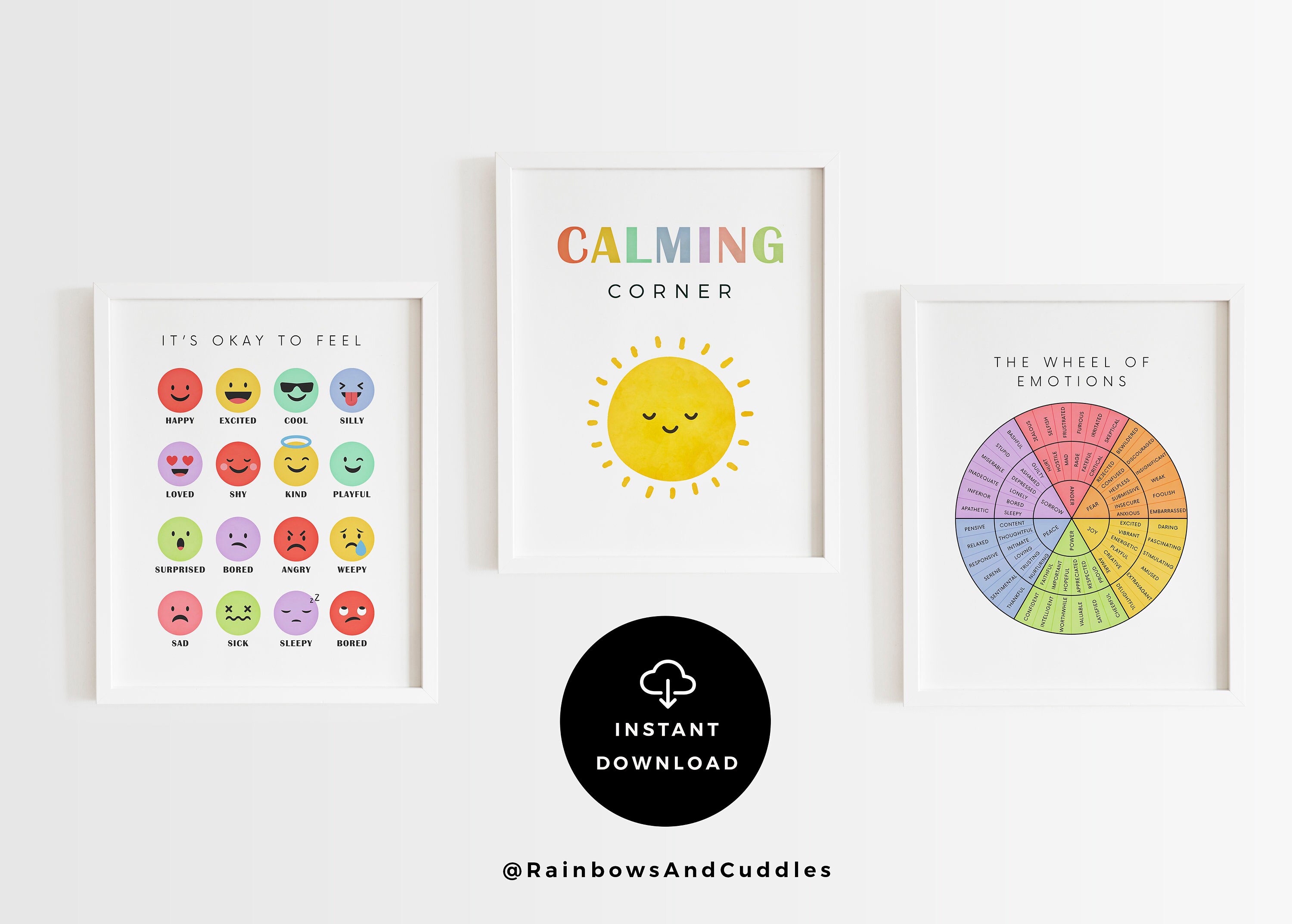 Set of 3 Calming Corner, Emotions Chart Printable, Feelings Poster ...
