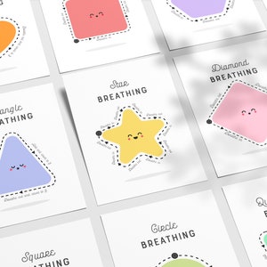 8 Mindfulness Breathing Cards Star Breathing Exercises Mindful Shape ...