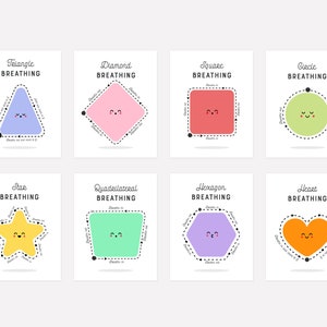 8 Mindfulness Breathing Cards Star Breathing Exercises Mindful Shape ...