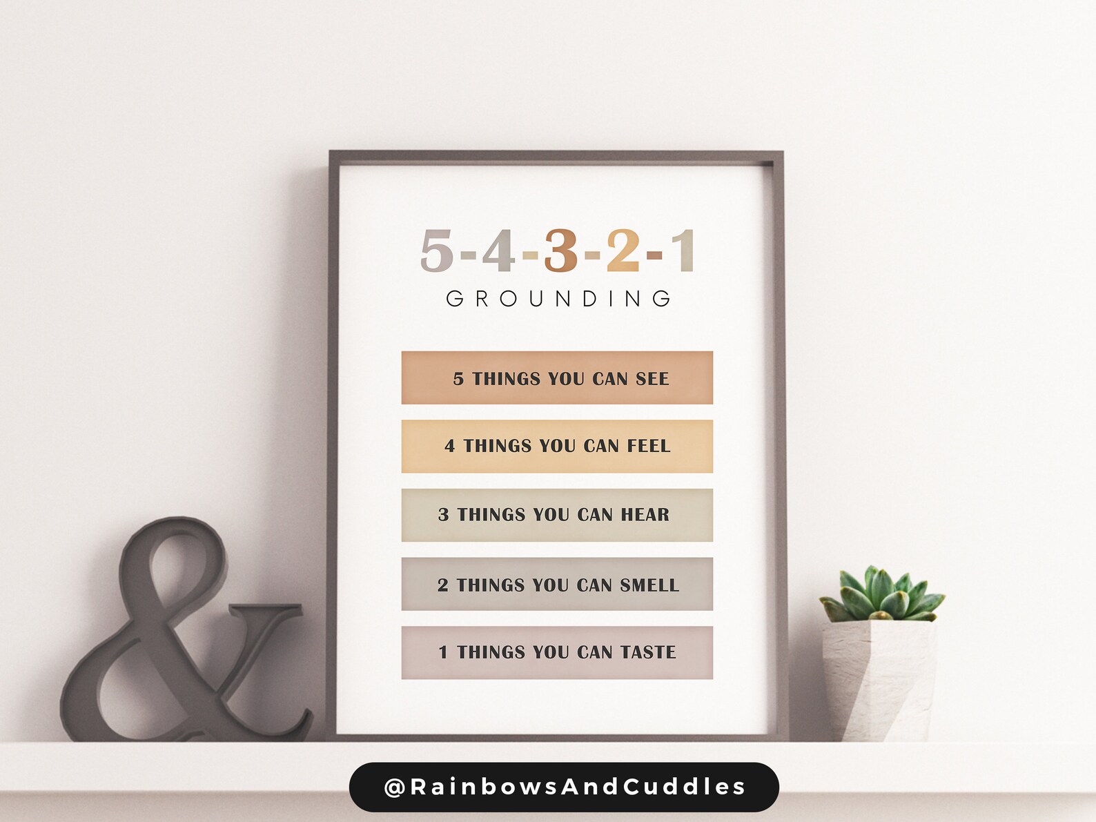 54321 Grounding Technique Boho Anxiety Relief Self Care Mental Health ...