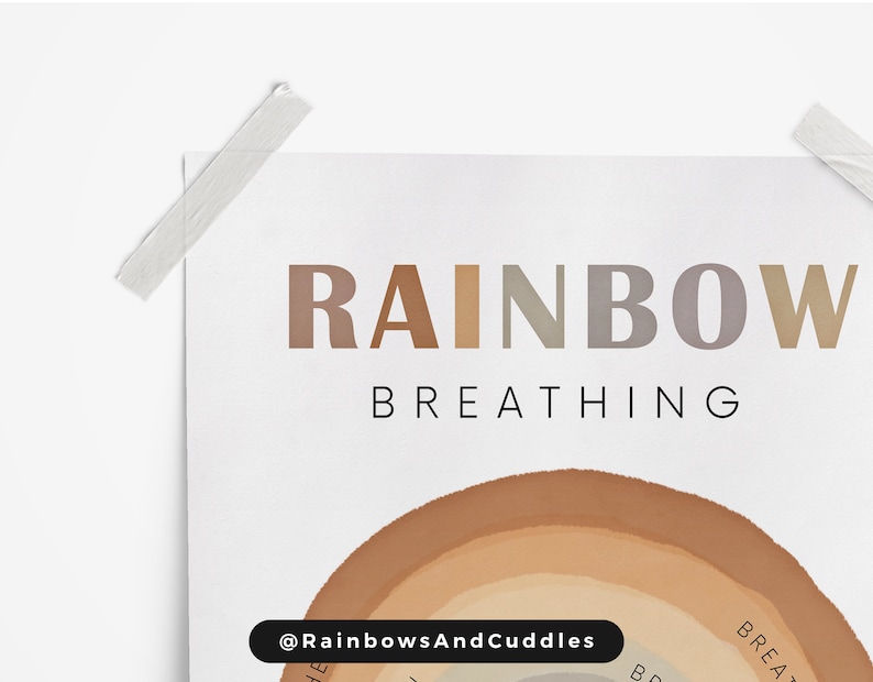 Rainbow Breathing Exercises BOHO Mindful Breathing Poster Calm Down ...