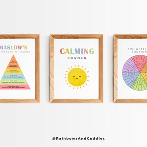 Set of 3 Calming Corner Poster Maslow's Hierarchy of Needs Wheel of ...