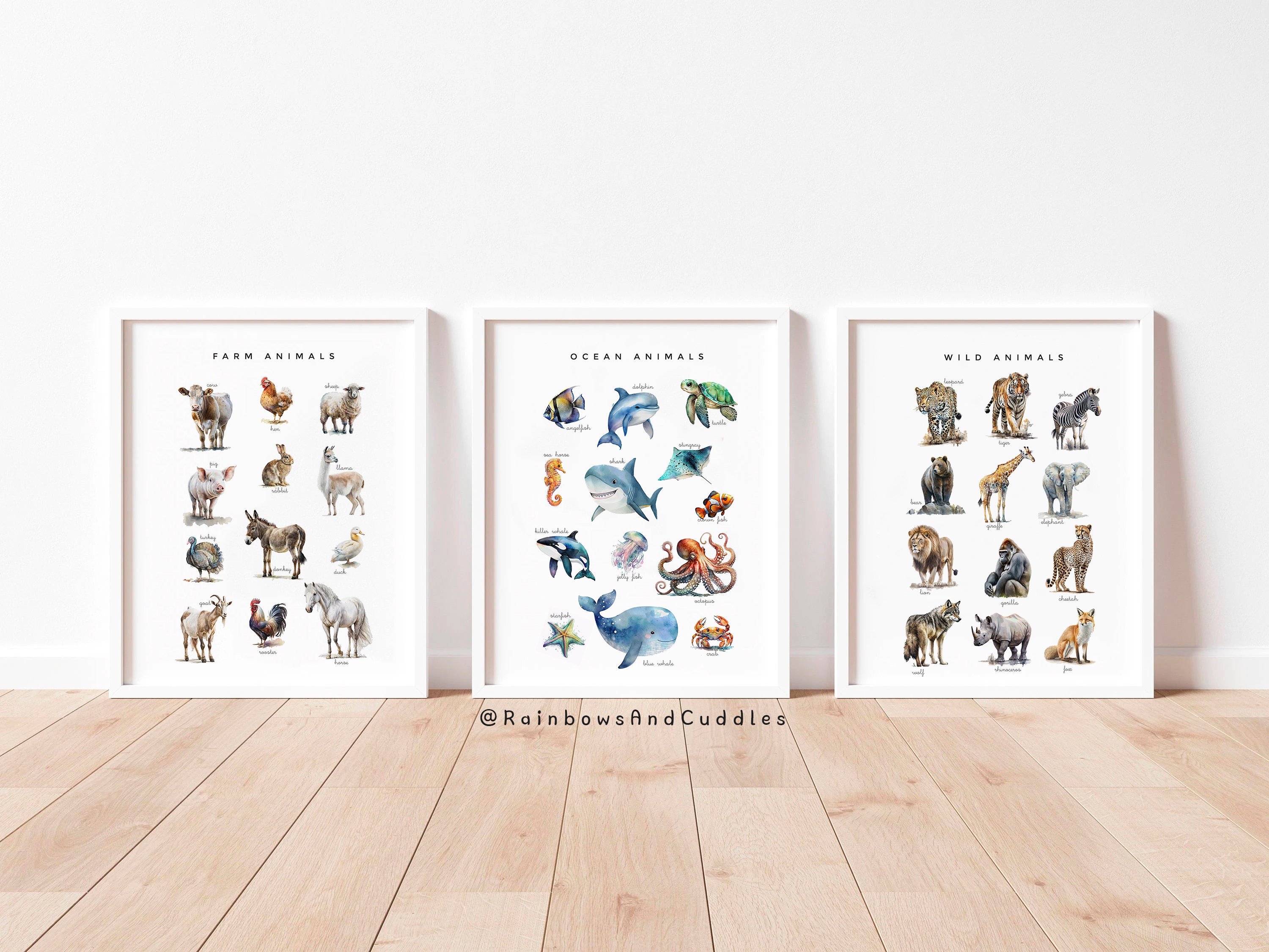 6 Animal Poster Bundle Wild Animals Farm Animals Sea - Etsy