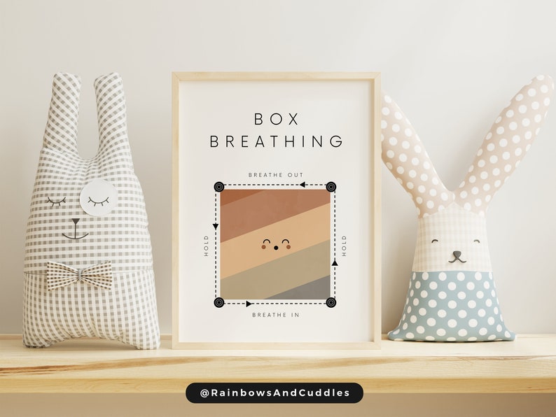 Box Breathing Technique Counseling Poster Boho Calming Corner ...