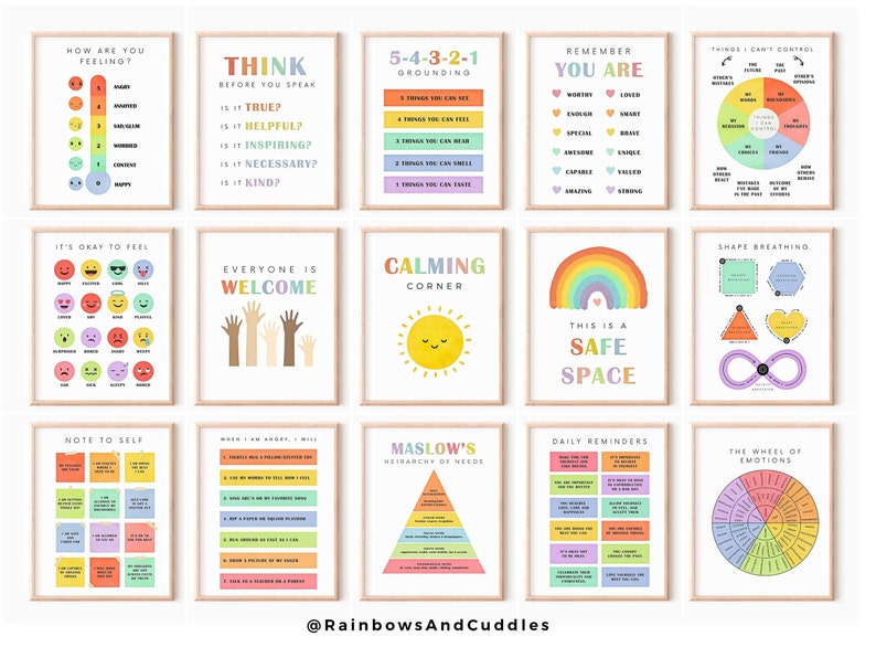 100 Calm Down Corner Kit Printable Bundle Calming Corner Flash Cards ...