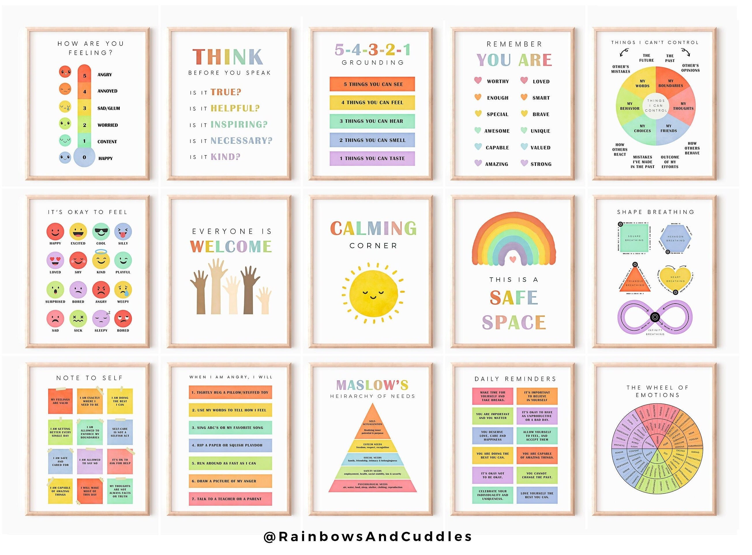 100 Calm Down Corner Kit Printable Bundle Calming Corner Flash Cards ...