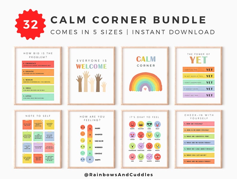 32 Calm Corner Autism Printable Bundle Calming Corner Posters Peace ...